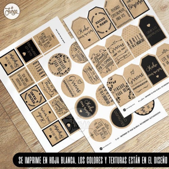 Kit Imprimible Tags Etiquetas Simil Kraft o Papel Madera. | Etsy México