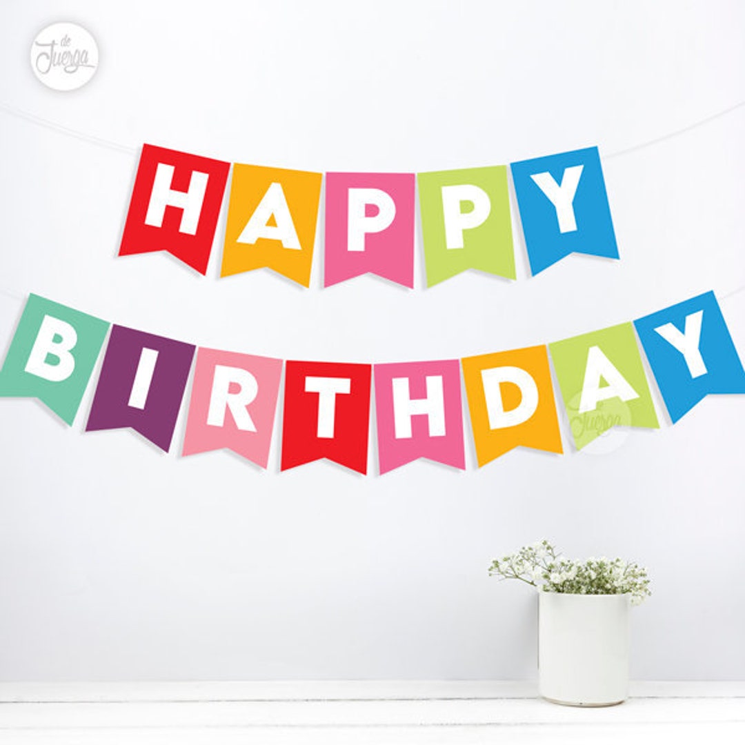Multicolor Printable Happy Birthday Banner. Happy Birthday Bunting ...