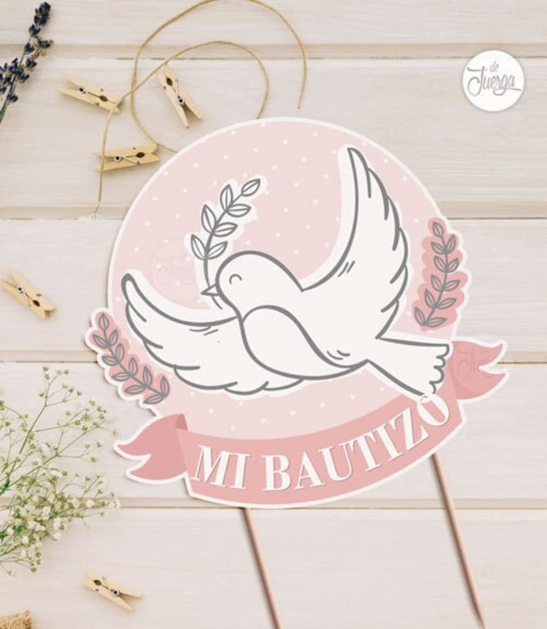 Topper imprimible Mi Bautizo. Cake Topper Bautizo. PRINTABLE BAUTIZO ...