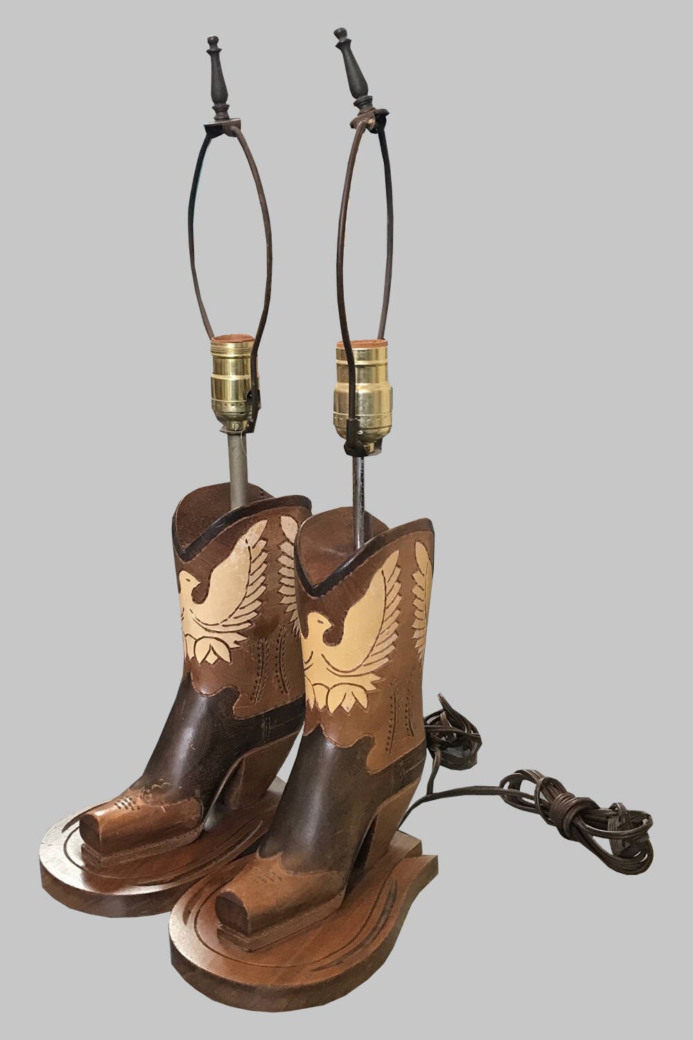 1950s Wood Cowboy Boot Lamps | Etsy