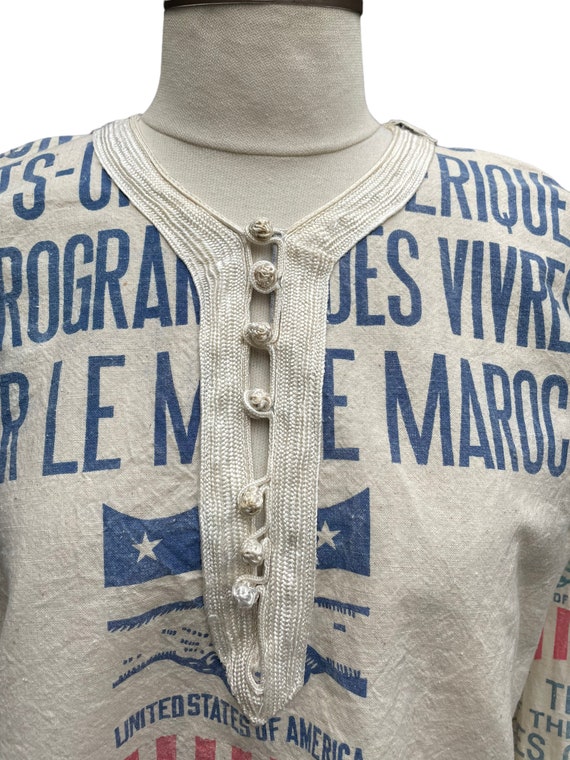 RARE Vintage Moroccan Imported Wheat Sack Shirt - Gem