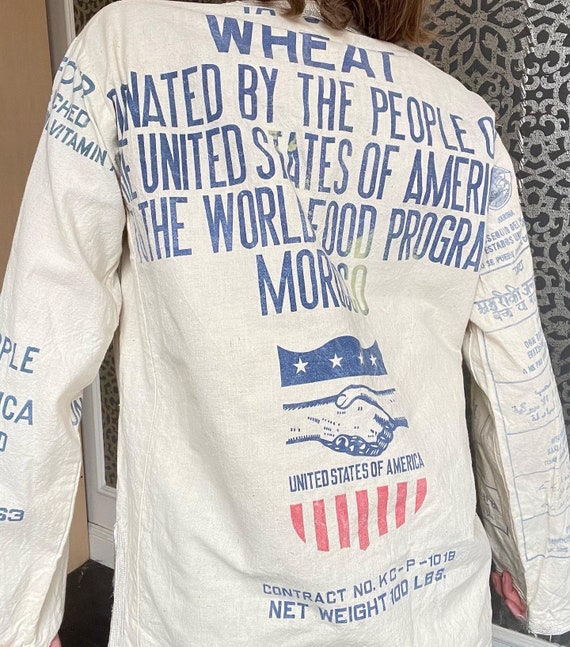 RARE Vintage Moroccan Imported Wheat Sack Shirt - Gem