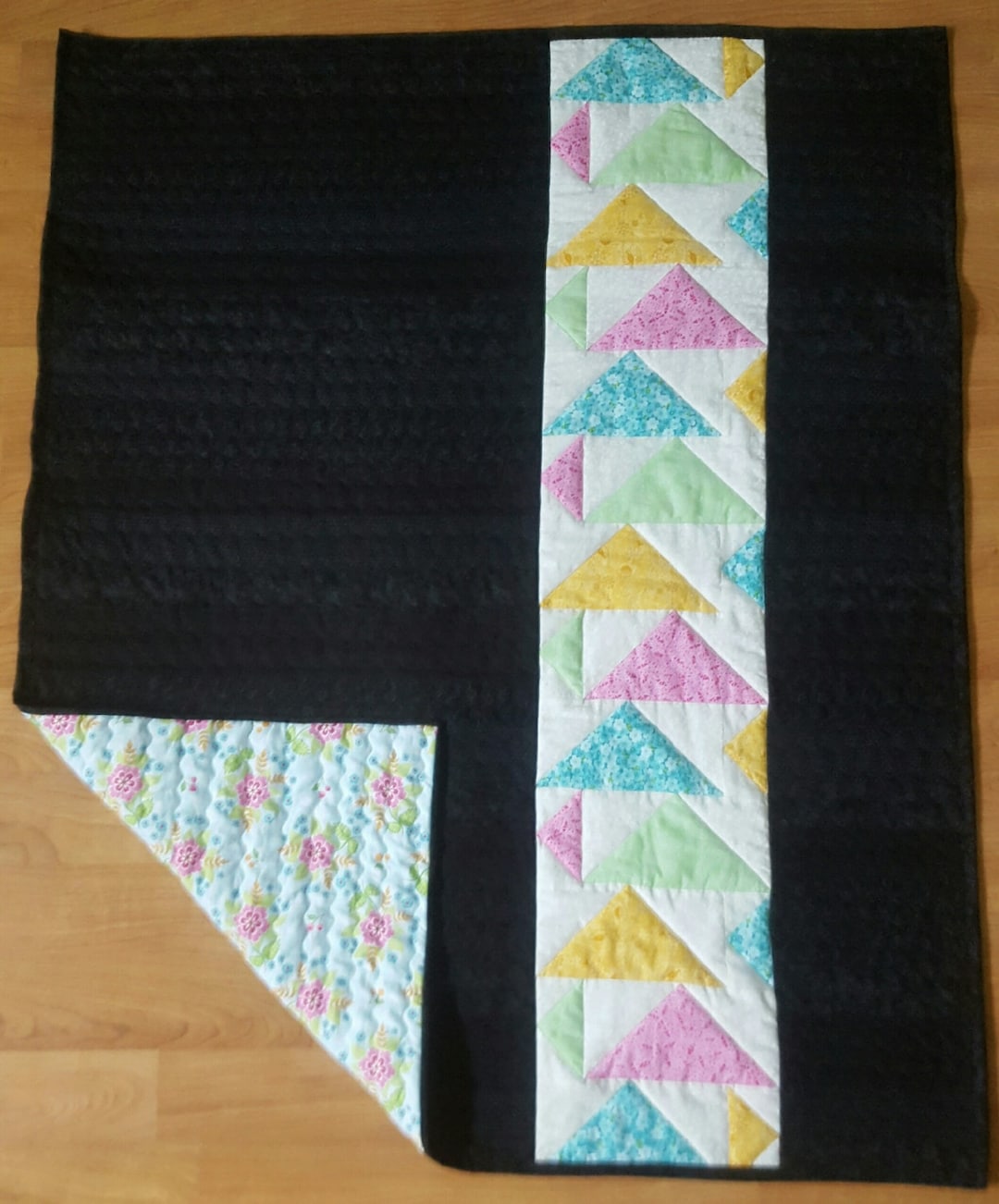 Bold & Black Quilt, Flying Geese Quilt, Modern Quilt, Bright Colors ...