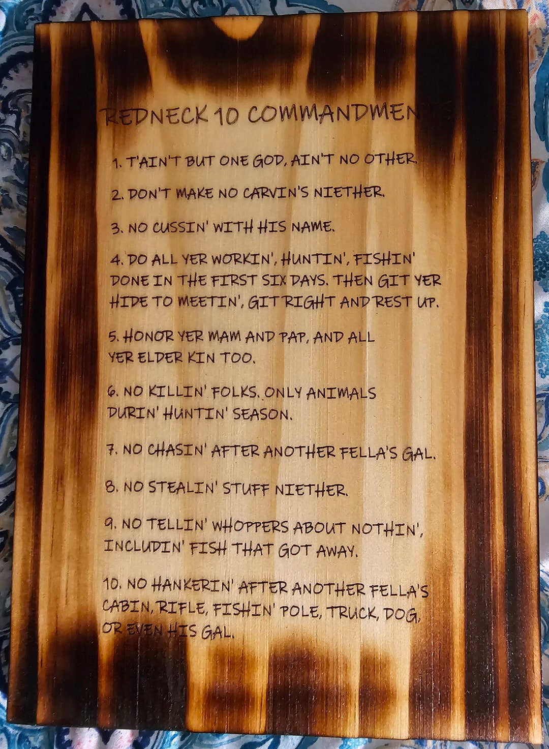 Laser Engraved Redneck 10 Commandments - Etsy