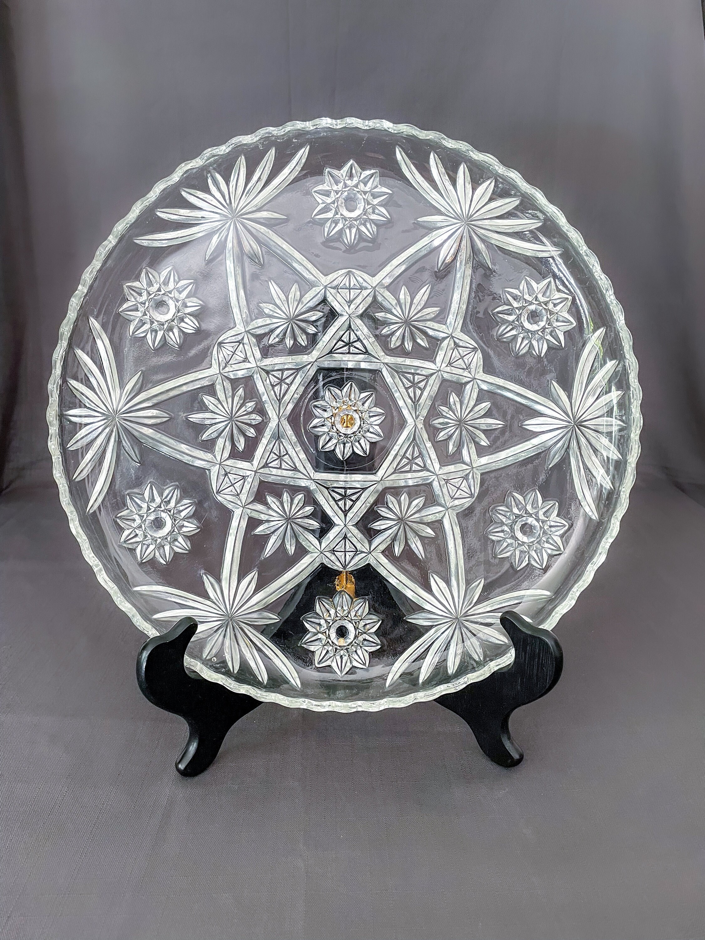 Crystal Cut Glass Serving Platter "star of David" Made by Anchor ...