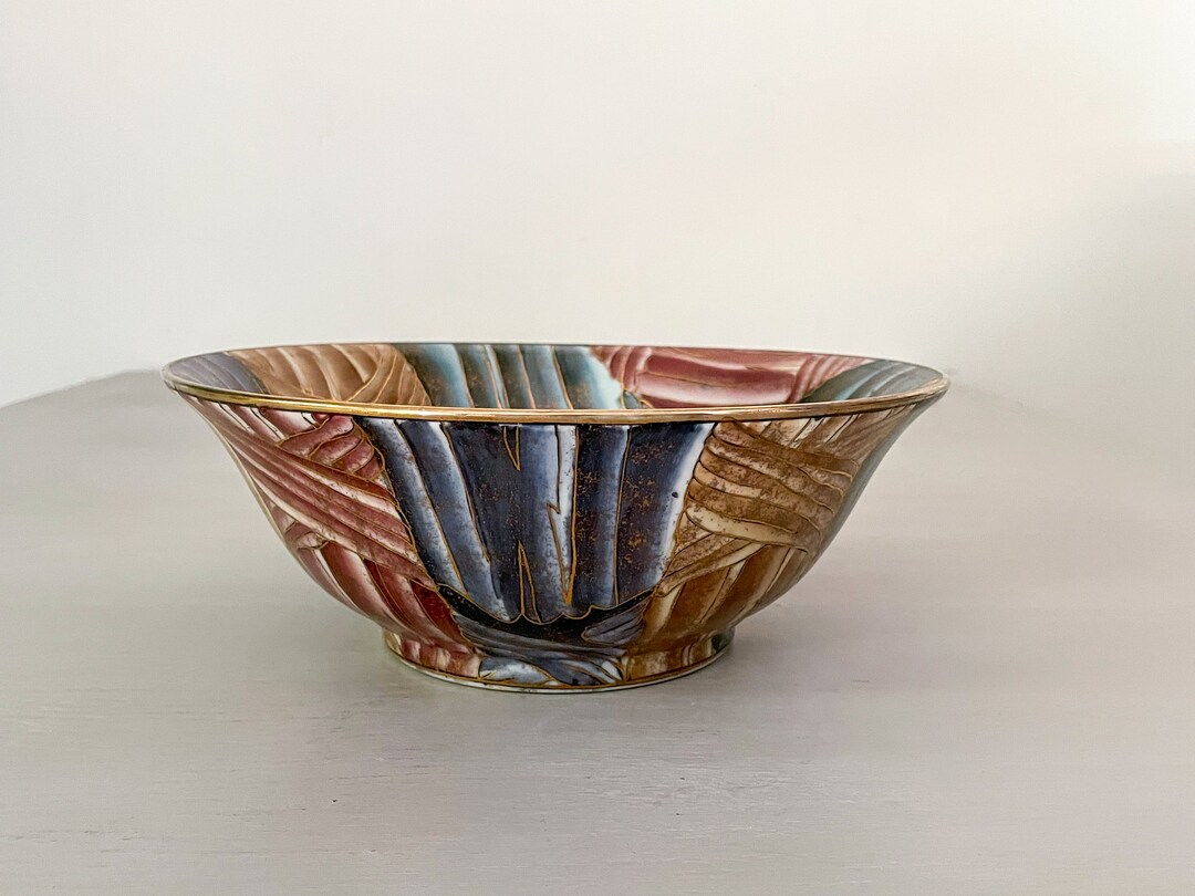 Hand Painted Decorative Bowl With Multiple Colors and Gold Accents - Etsy