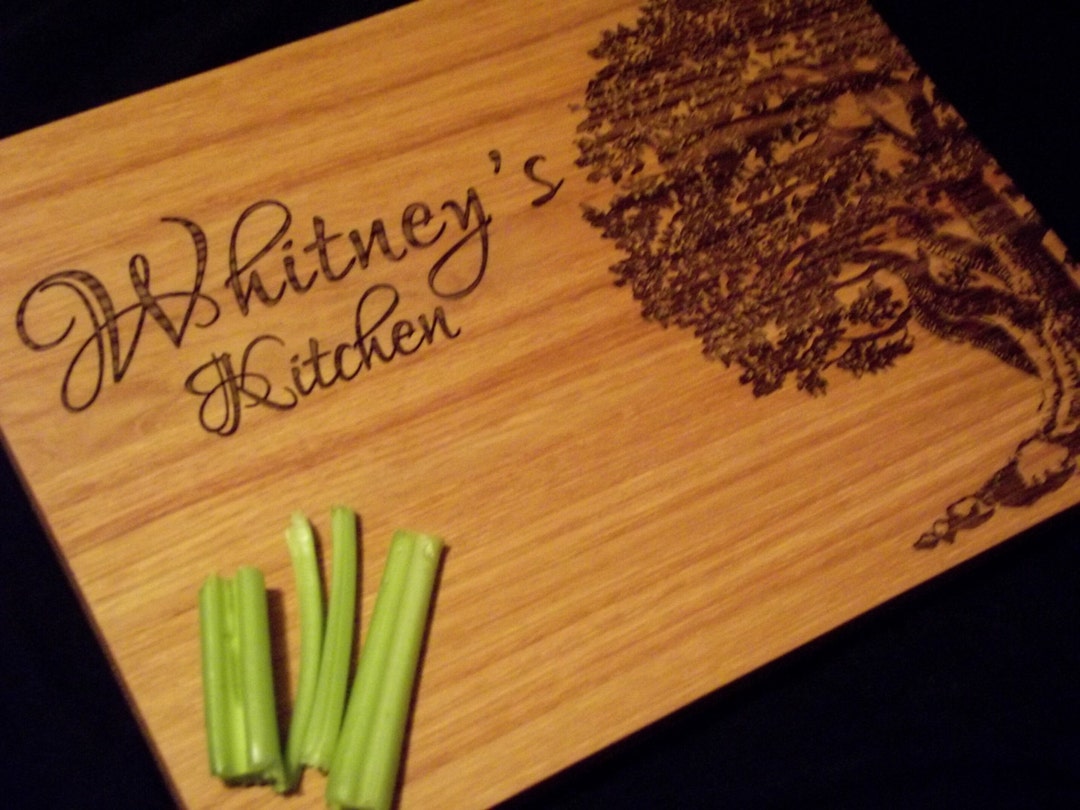 Personalized Butcher Block WHITE OAK 11x15 Cutting Board Big Oak Tree ...
