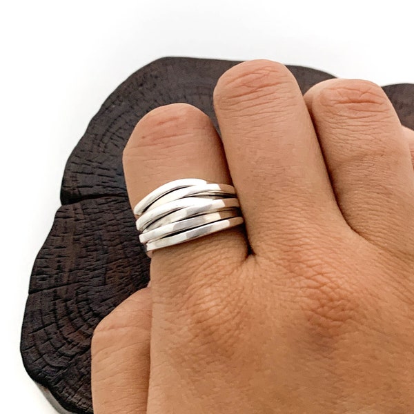 Modern Silver Ring - Etsy