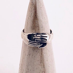Hand Ring, Holding Hands Romantic Ring, Sterling Silver, Two Hand Ring ...