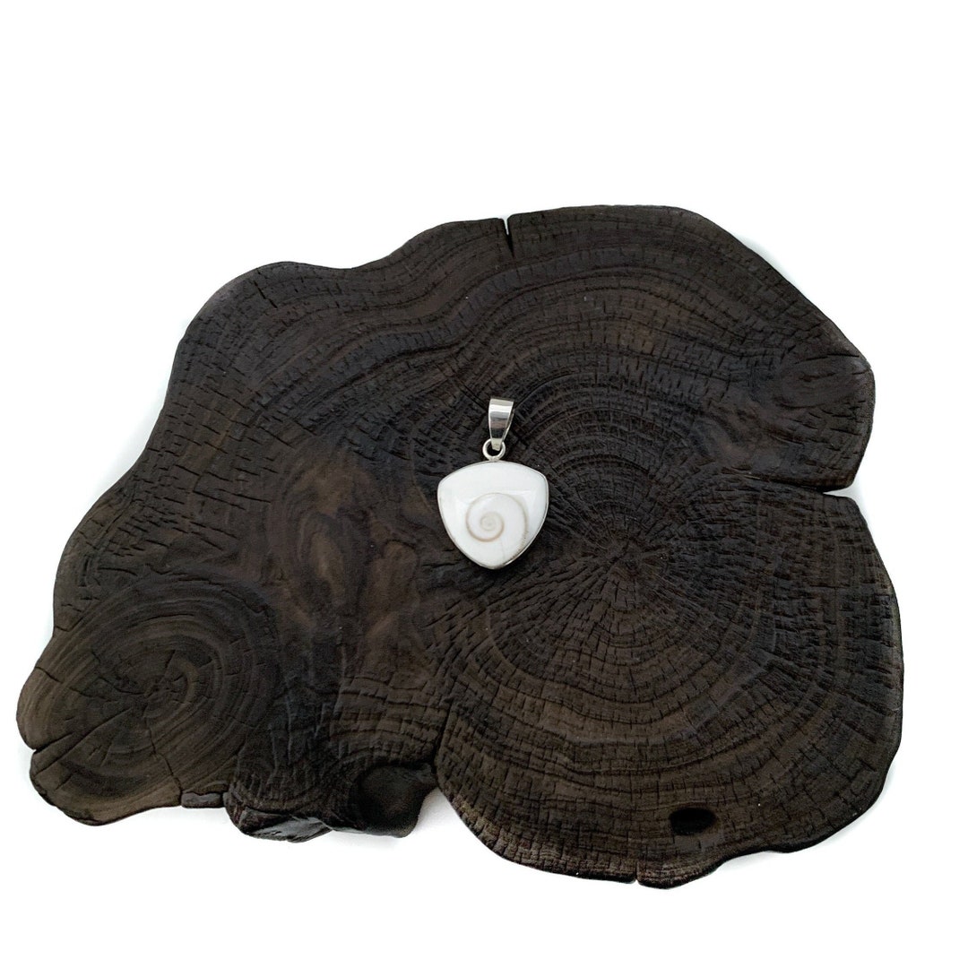 Shiva Eye Shell Pendant, Silver Triangle Shiva Shell Pendant, Natural ...