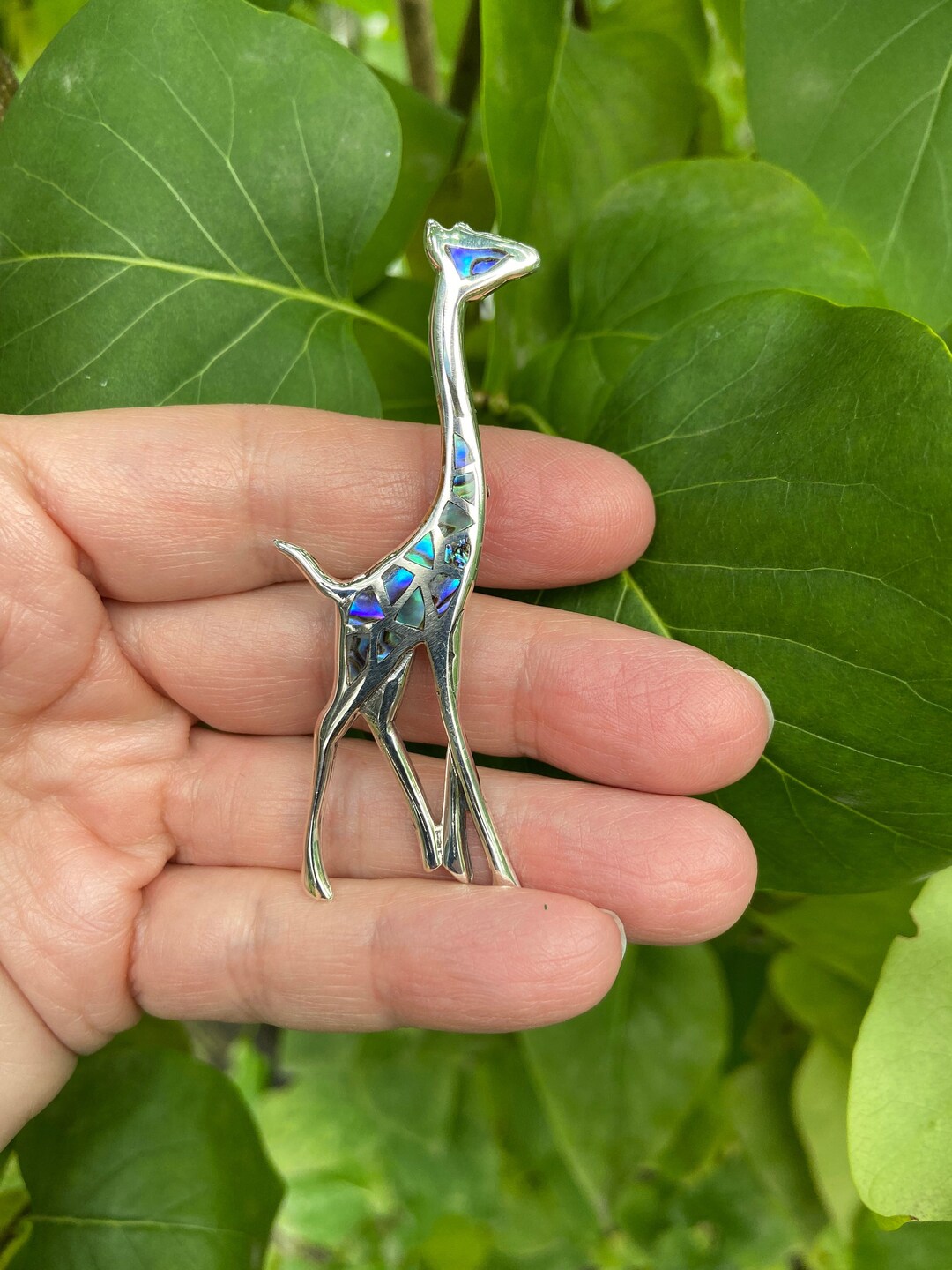 Stunning Giraffe Pin, Silver Giraffe Brooch, Abalone Giraffe Pin,brooch ...