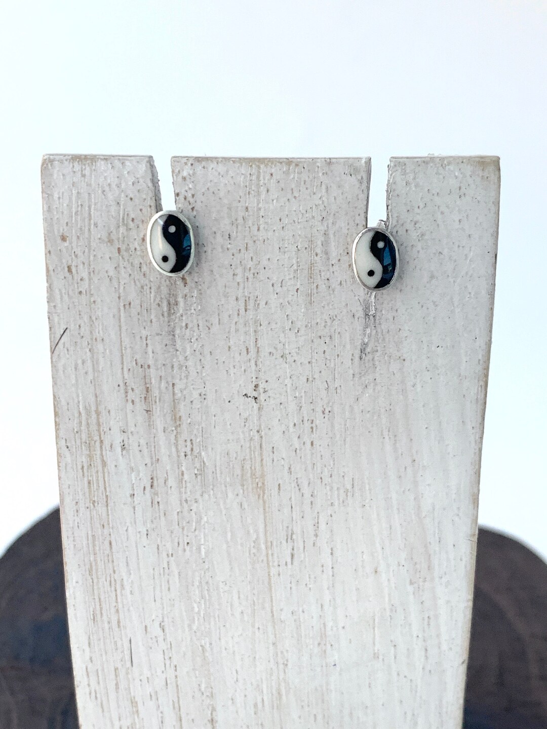 Yin and Yang Oval Silver Stud,yin Yang Earrings, Minimalist Earring ...