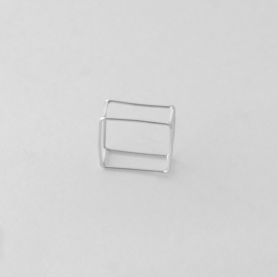 Silver Square Ring, Minimalist Silver Ring, Sterling Silver Square Ring ...