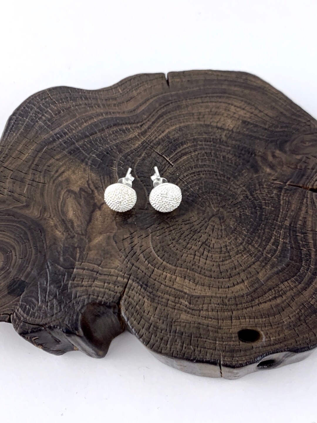 Silver Spheres Stud, Half Spheres Earrings, Dome Studs, Granulated ...