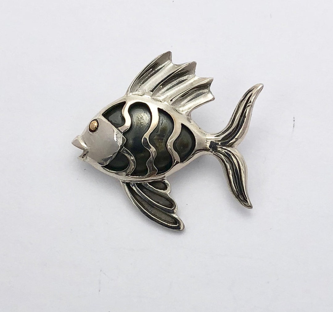 Silver Fish Pin, Sterling Silver Fish Brooch, Stunning Fish Pin, Fish ...