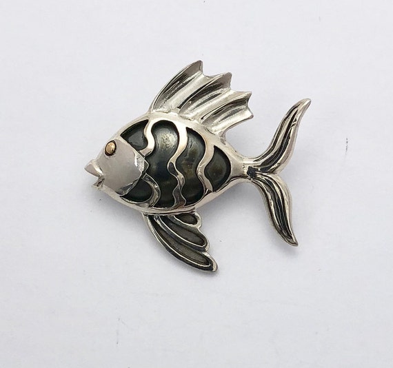 Silver Fish Pin Sterling Silver Fish Brooch Stunning Fish - Etsy