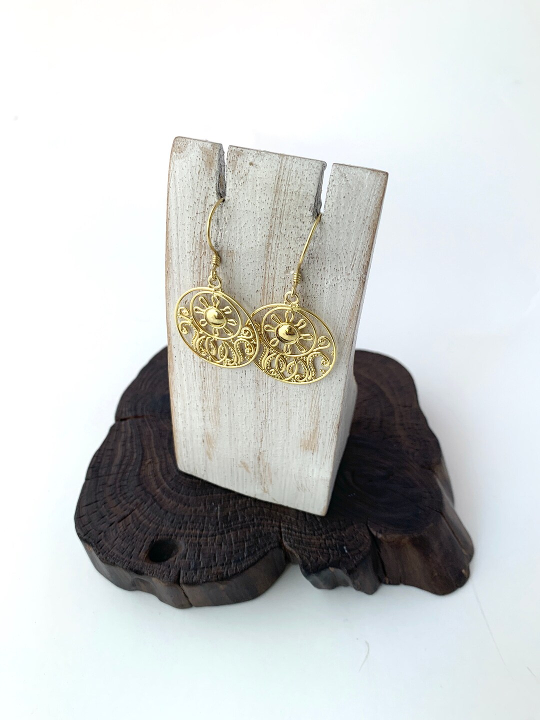 Gold Vermeil 18 K Earrings, Gold Vermeil /sterling Silver, Intricate ...