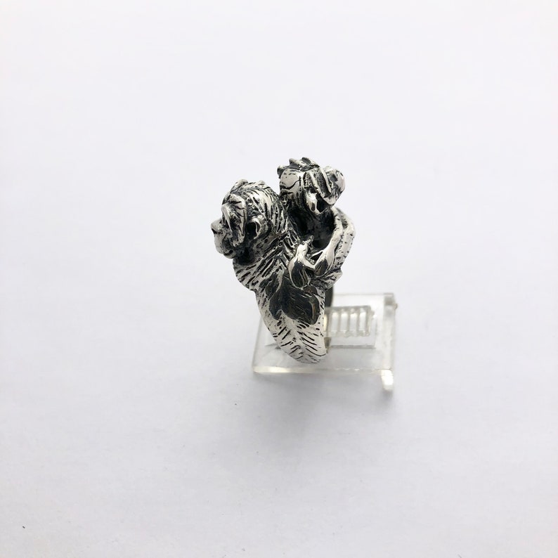 Two Monkeys Hugging Sterling Silver Ring Animal Ring - Etsy
