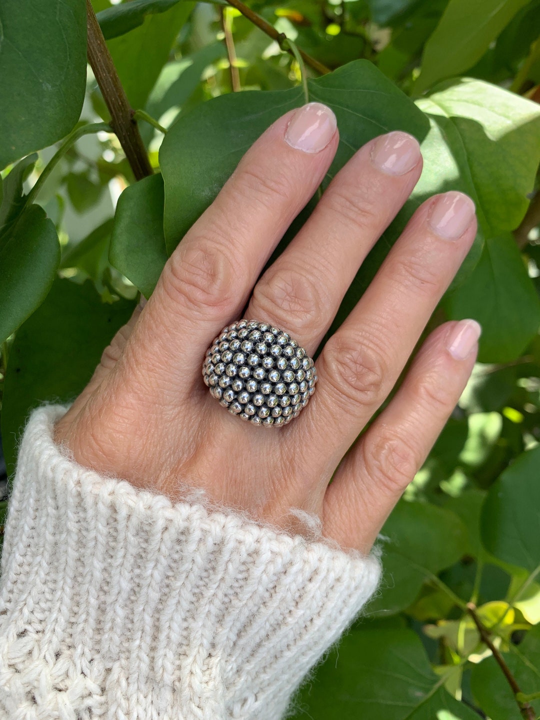 Silver Ring, Stunning Dome Ring, Silver Ball Dome Ring ,sterling Silver ...