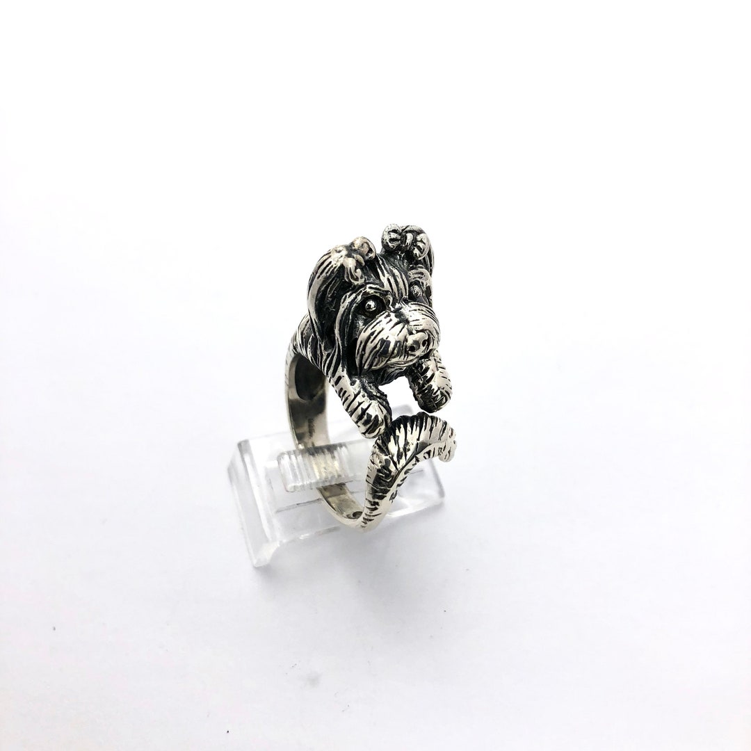 Dog Rings, Silver Dog Rings, Yorkie Terrierring, Sterling Silver ...