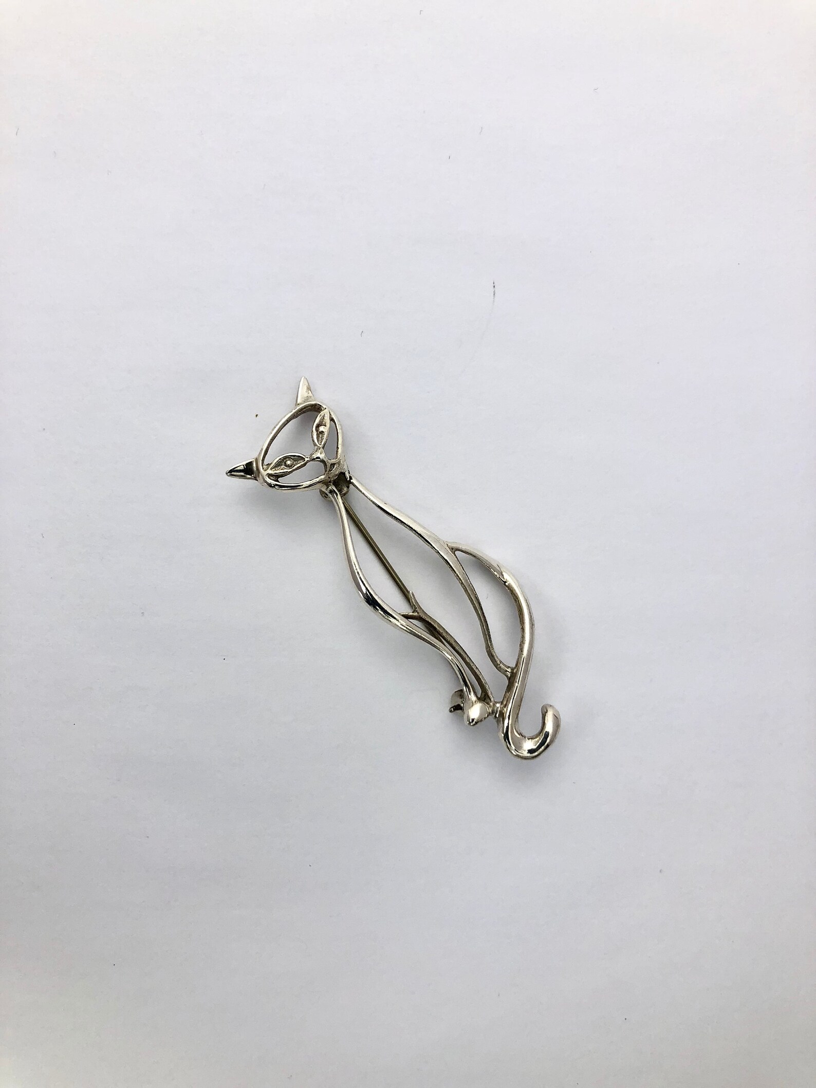 Silver Cat Brooch Sterling Silver Cat Brooch Silver Cat Pin - Etsy