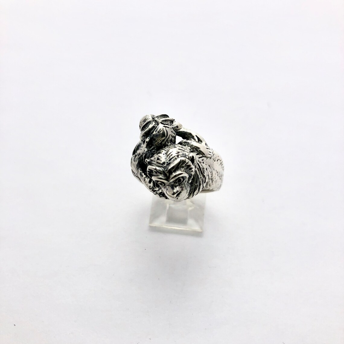 Two Monkeys Hugging Sterling Silver Ring Animal Ring | Etsy