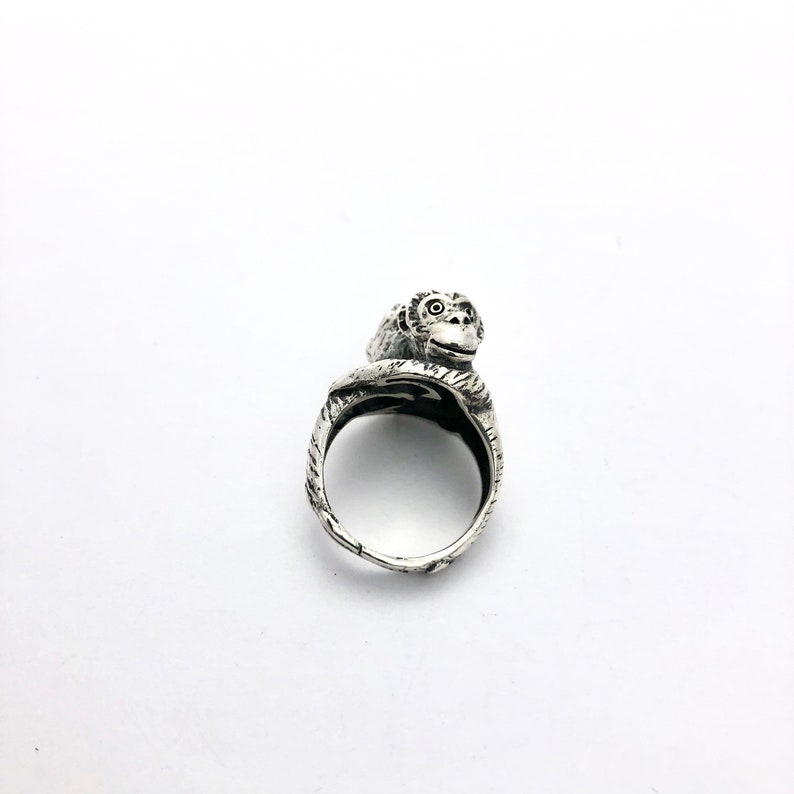 Two Monkeys Hugging Sterling Silver Ring Animal Ring - Etsy
