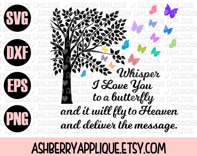 The Butterfly Tree SVG/DXF Cut File Instant Download Whisper 'I Love ...