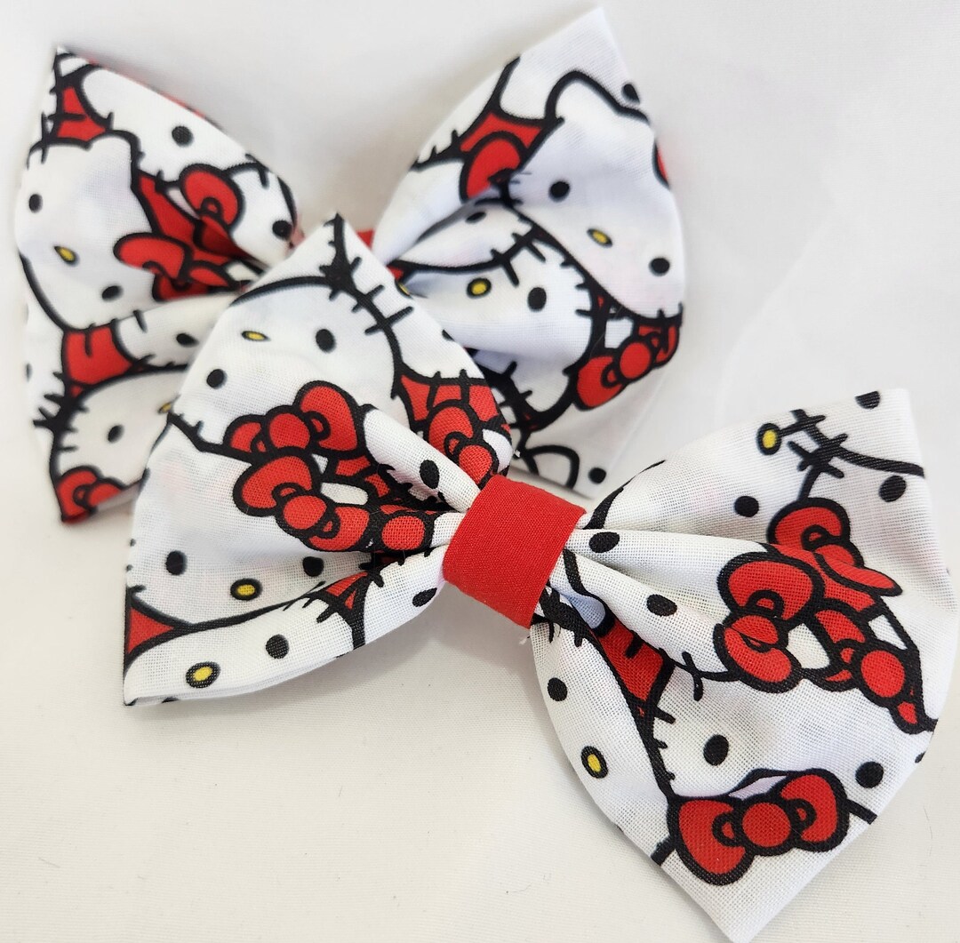 Hello Kitty Hair Bow, Fabric Hair Bow, Child Hair Bow, Toddler Hair Bow ...