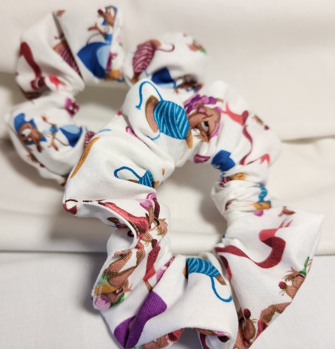Cinderella's Sewing Mice and Jaq and Gus Cotton Fabric Hair Tie, Fits ...