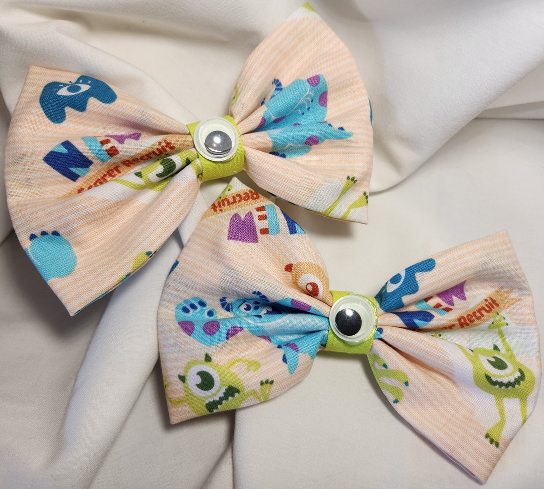 Mike and Sully & Monsters Inc Characters Hair Bow, Fabric Hair Bow ...
