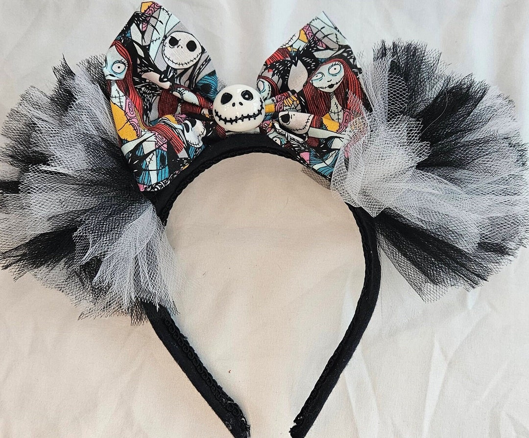 Pom Pom Skeleton Mouse Ears, Jack Mouse Ears, Halloween Mouse Ears ...