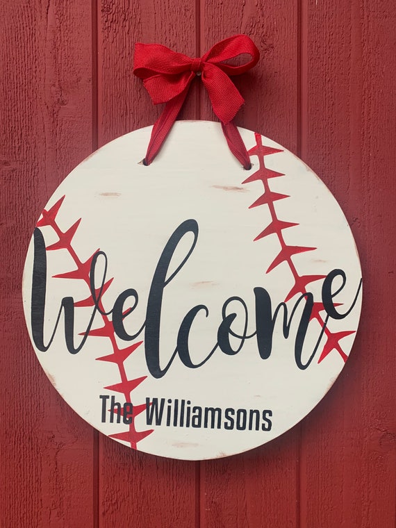Baseball Welcome Front Door Wood Sign Baseball Coach Gift | Etsy
