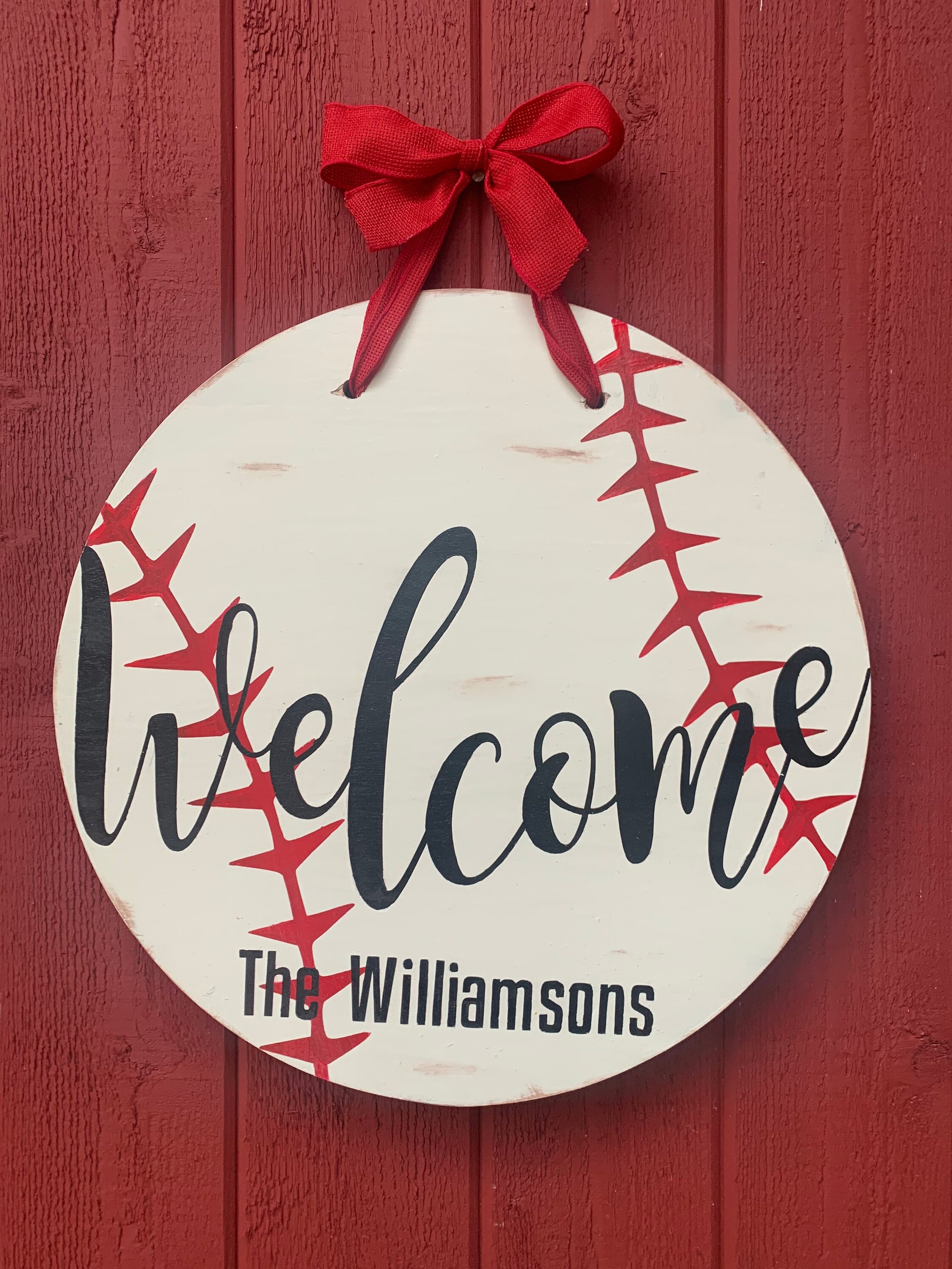 Baseball Welcome Front Door Wood Sign Baseball Coach Gift | Etsy