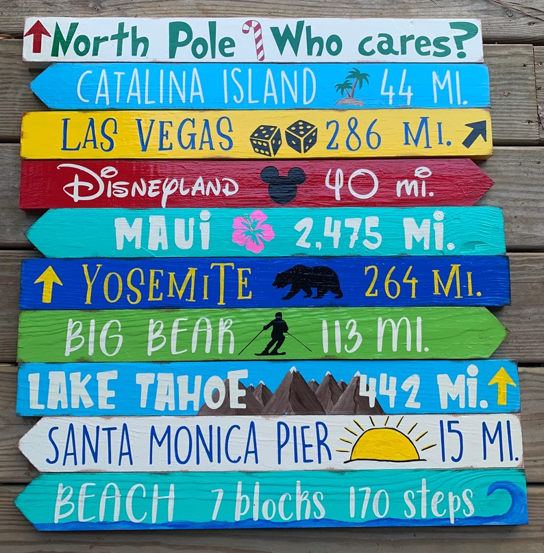 SET OF 10 Directional Wood Arrow Signs Custom Mile Marker - Etsy