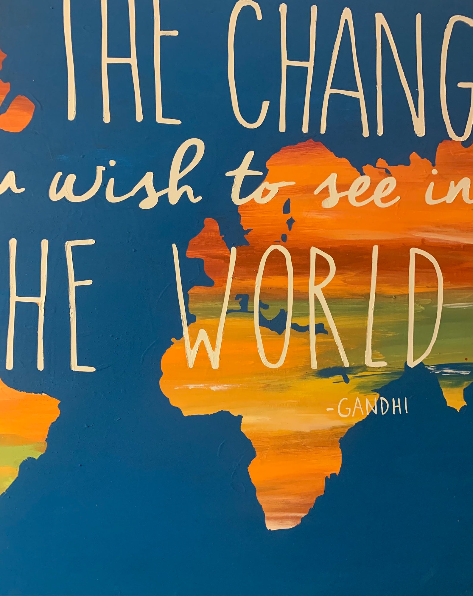 Be the Change Sign Ghandi Peace Quote Large Wood Hand | Etsy