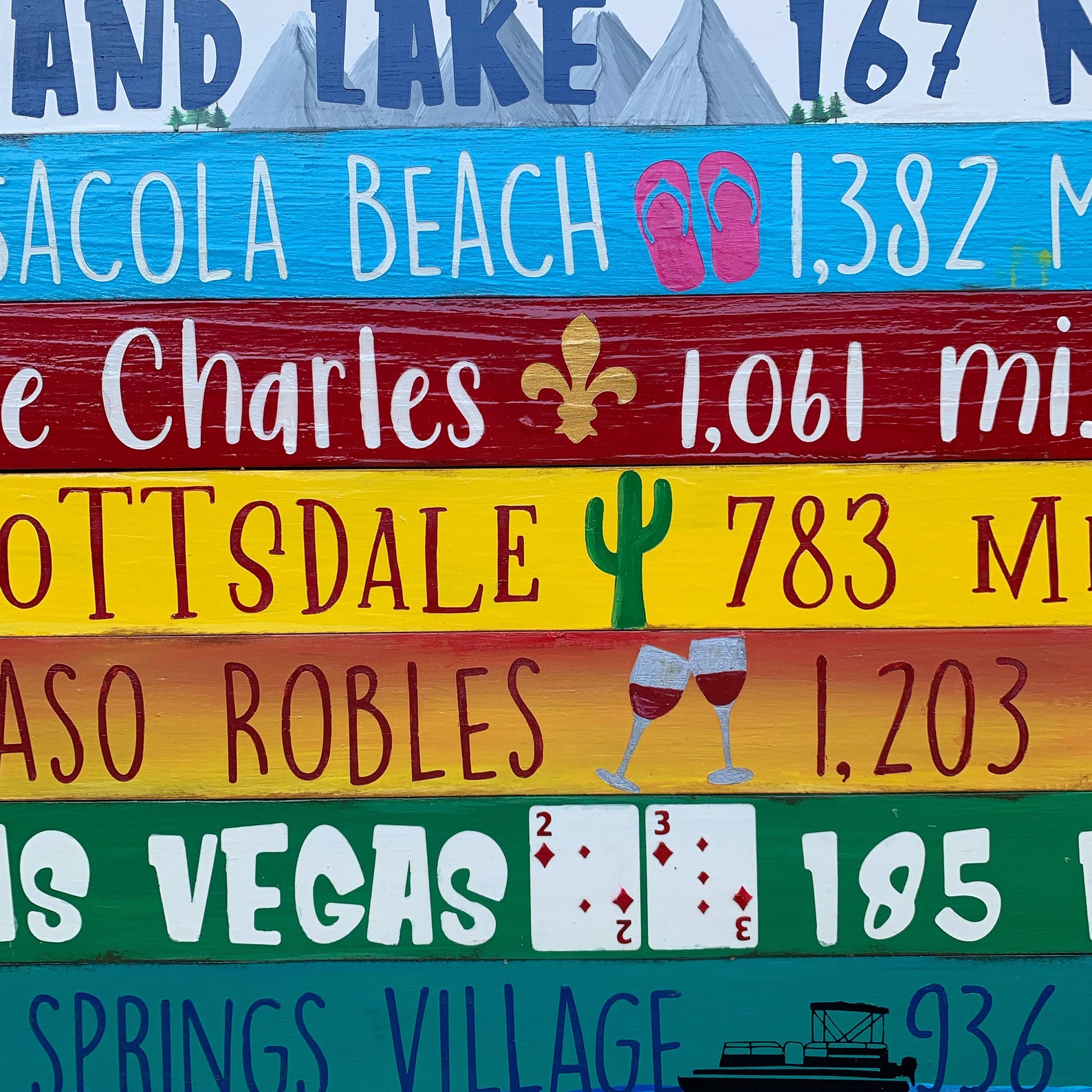 SET OF 10 Directional Wood Arrow Signs Custom Mile Marker | Etsy