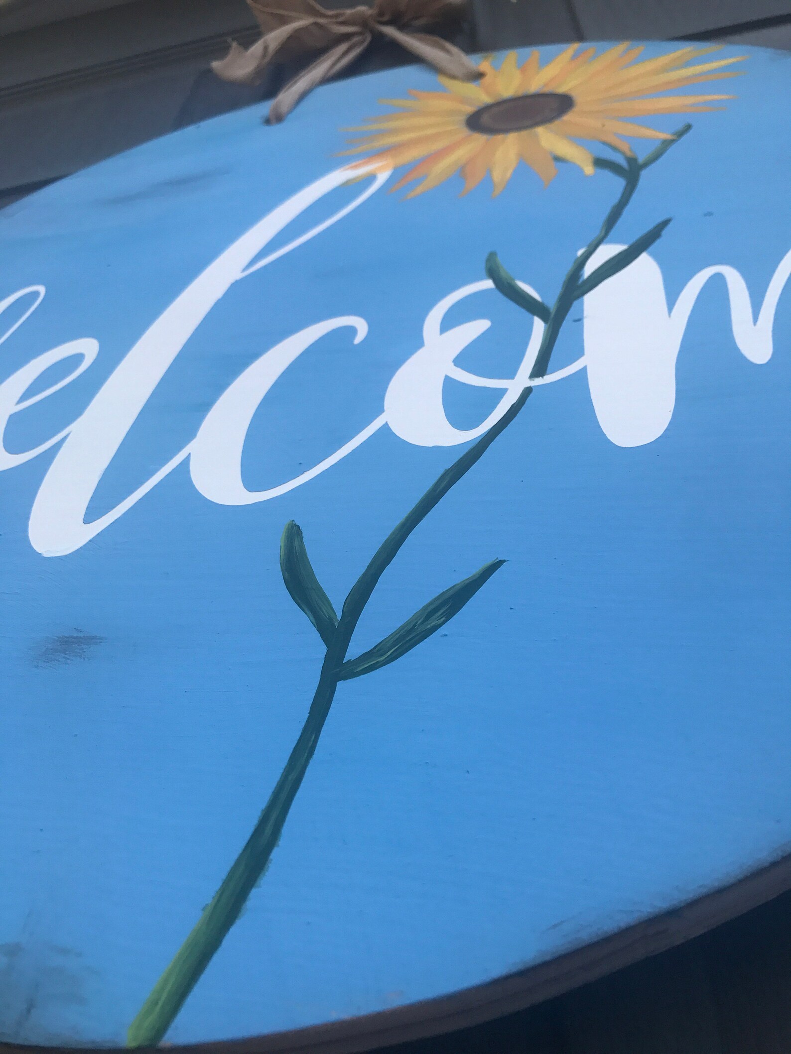 Welcome Spring Flower Door Sign Sunflower Blue Round Front - Etsy