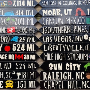 Personalized Directional Wood Arrow Sign: Hand-painted Mile Marker - Etsy