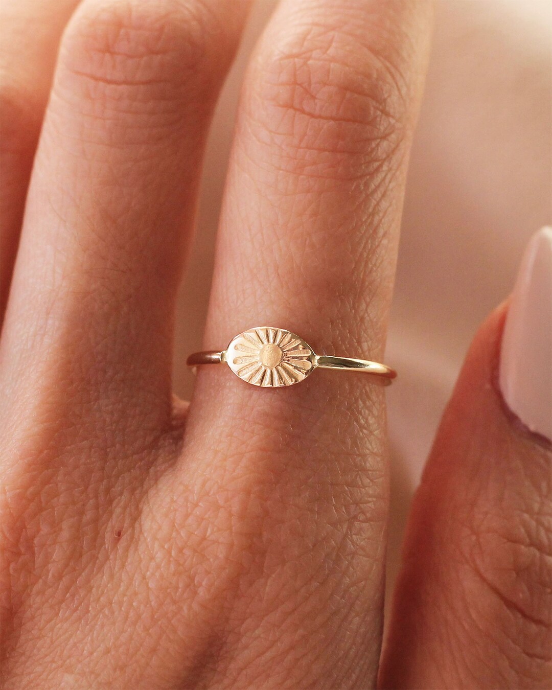 Sun Ray Ring Sunshine Oval Ring 14K Gold Filled R1402 - Etsy
