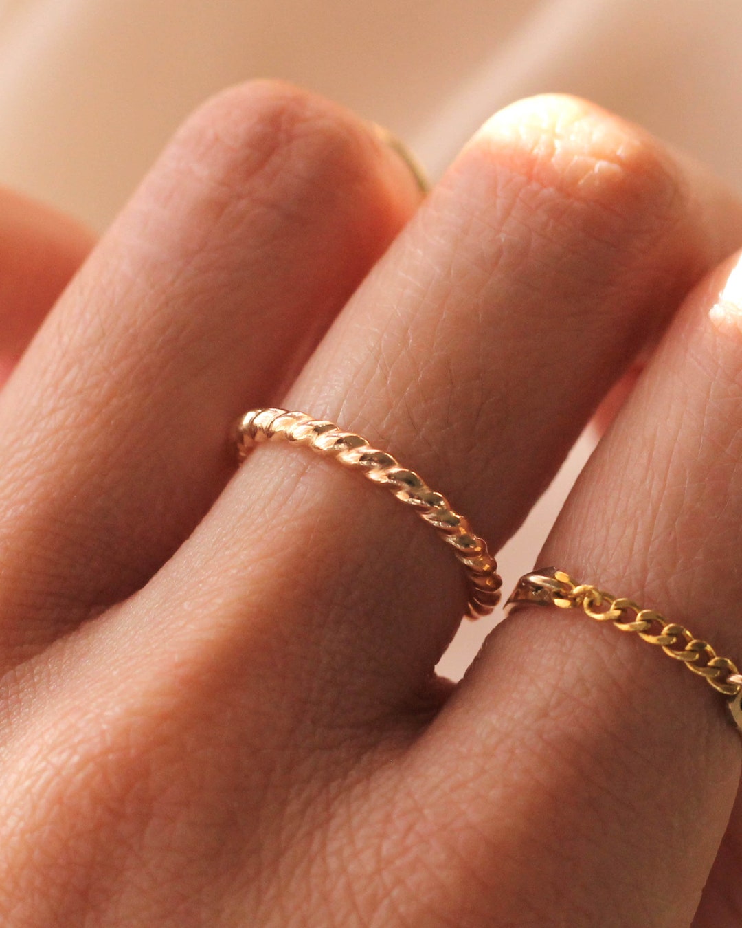 Thick Twist Braid Ring Stacking Band 14K Gold Filled R1369 - Etsy