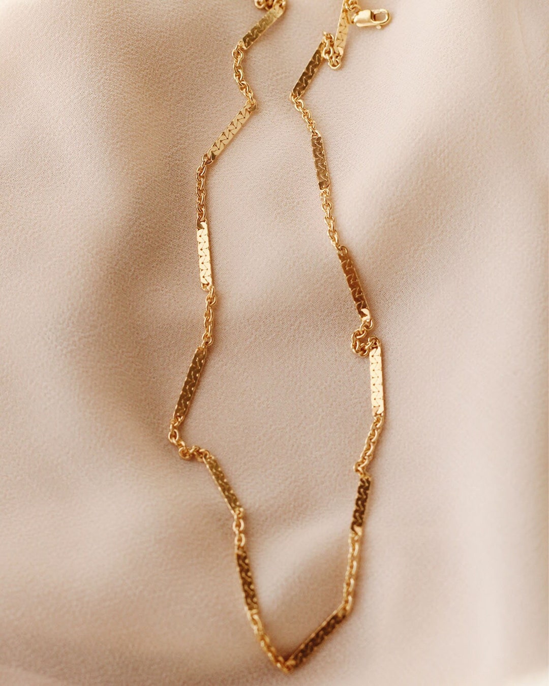 Thick Bar Chain Link Necklace 14K Gold Filled N1204 - Etsy