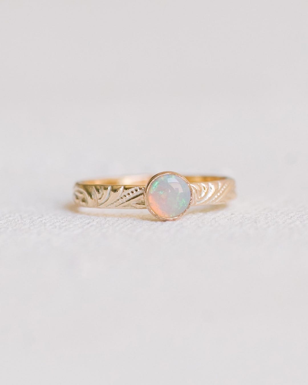 Stone Pattern Opal Ring, Floral Ring 14k Gold Filled, Dainty Flower ...