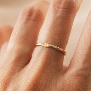 Initial Personalize Signet Ring Letter Signet Ring Half Round 1.3mm 14K ...