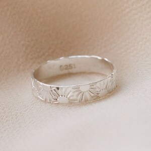 Sterling Silver Sun Ray Stamped Thick 4mm Ring Band R1281 - Etsy