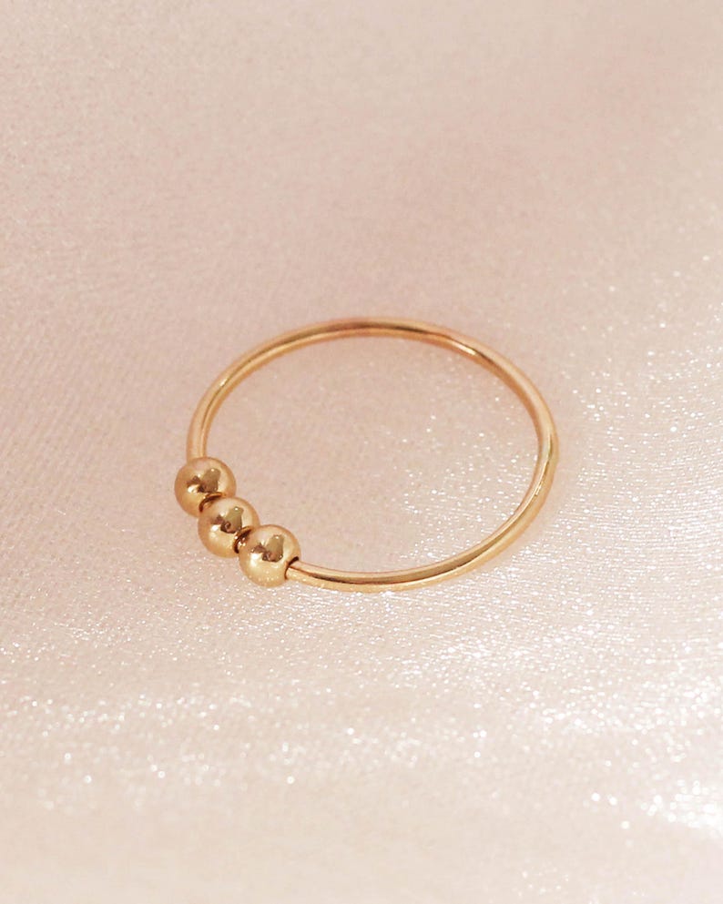 Spinner Ring Triple Bead Fidget Ring 14K Gold Filled R1352 - Etsy