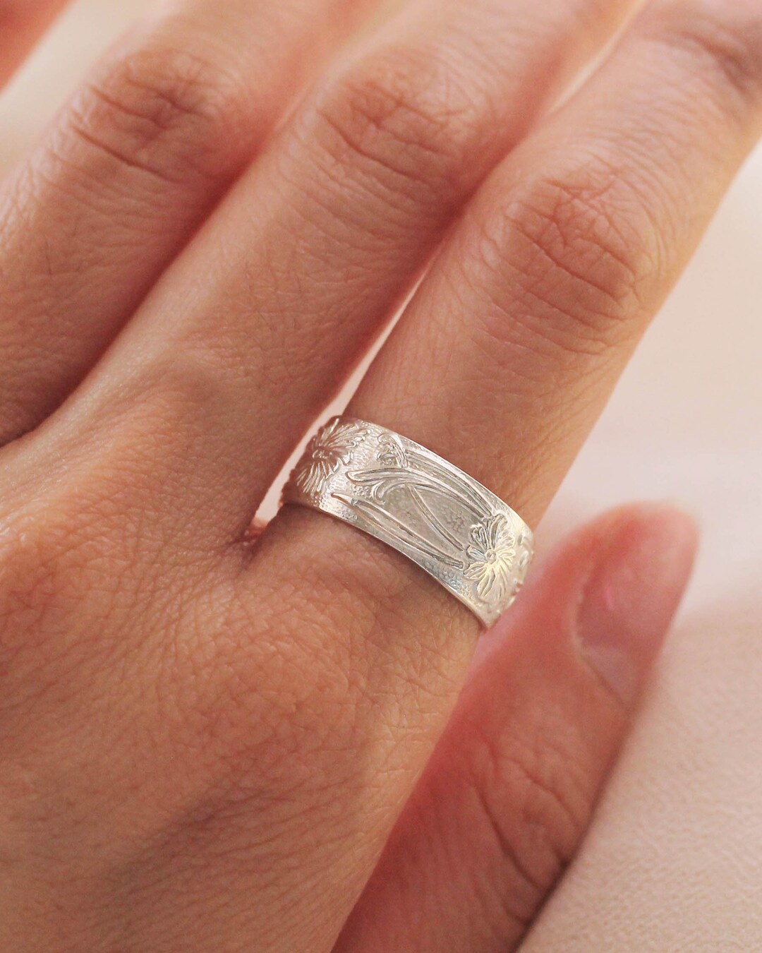 Sterling Silver Motif Wide Pattern Ring R1335 - Etsy