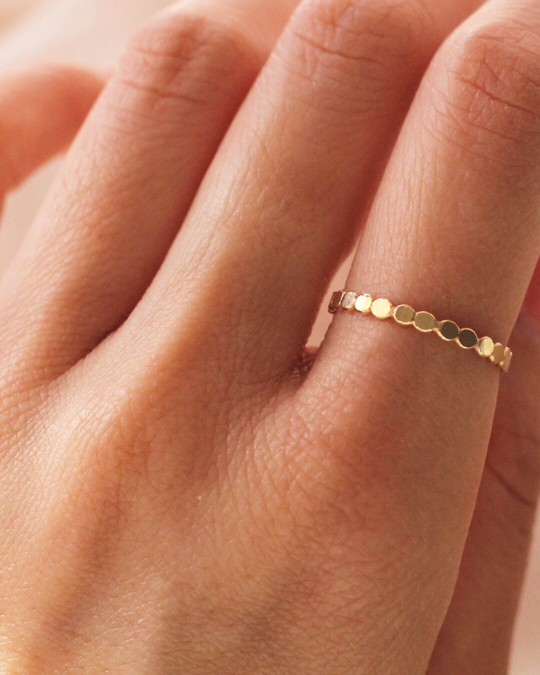 Flat Bead Dot Ring Stacking Dainty Band 14K Gold Filled R1141 - Etsy