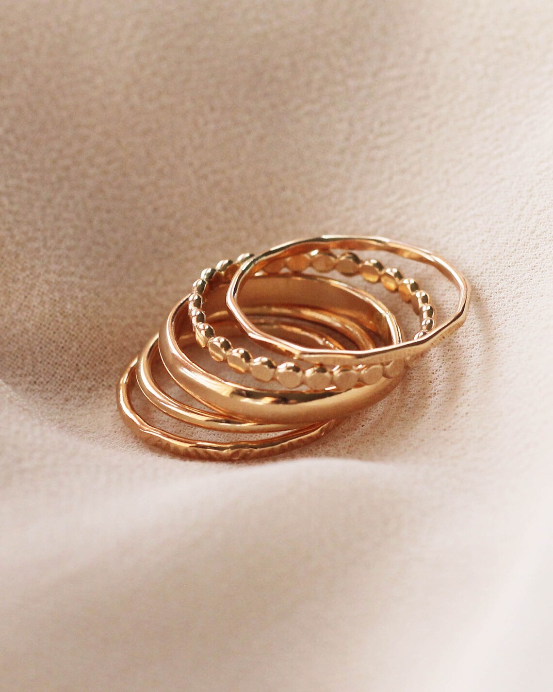 Dainty Gold Filled Stacking Rings Set R1346 - Etsy