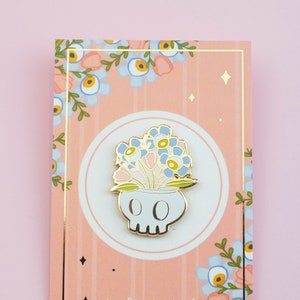Floral Skull Enamel Pin Creepy Cute, Accessories, Badge, Gifts for Her ...